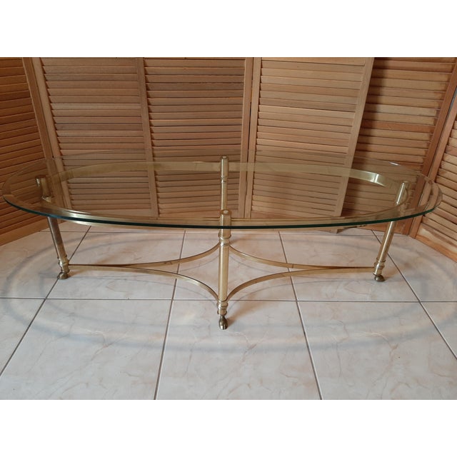1970s Vintage Hollywood Regency Brass Oval Coffee Table | Chairish
