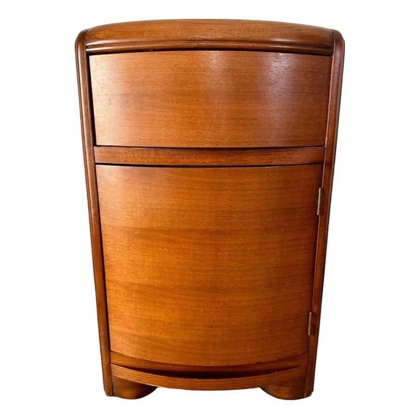 American Streamline Moderne Demilune Nightstand With Drawer and Cabinet ...