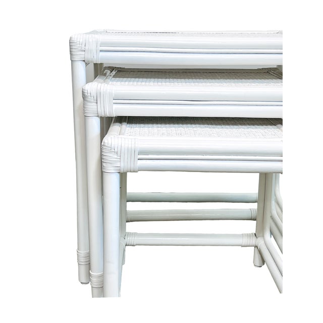 Set 0f 3 Rattan Nesting Tables | Chairish