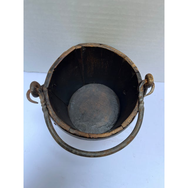 Antique Small Wood and Iron Bucket | Chairish