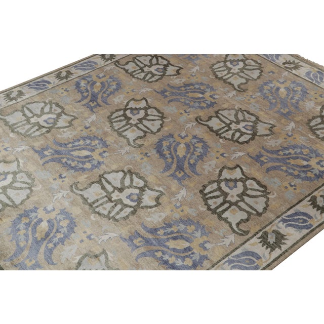 Rug & Kilim’s Classic Style Rug in Brown With Beige and Blue Floral ...