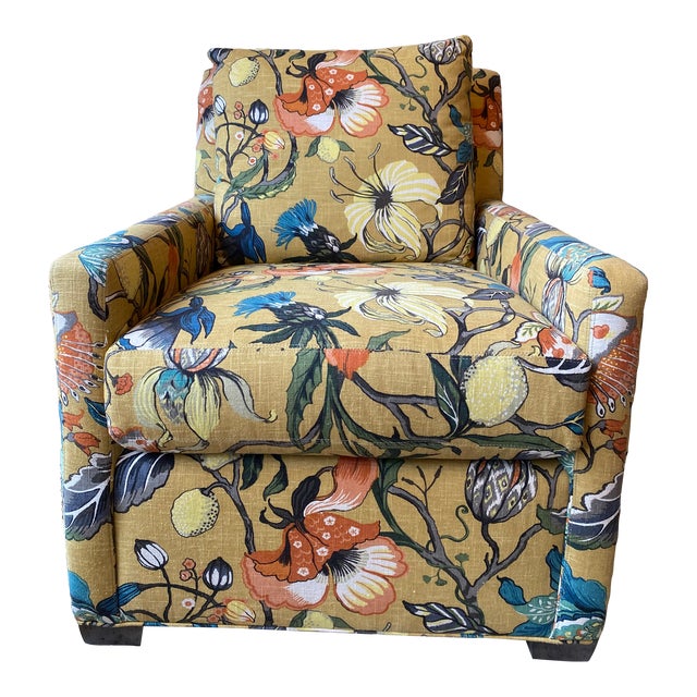 Wesley Hall Furniture Grayson Chair 674 in Wildflower Ochre | Chairish