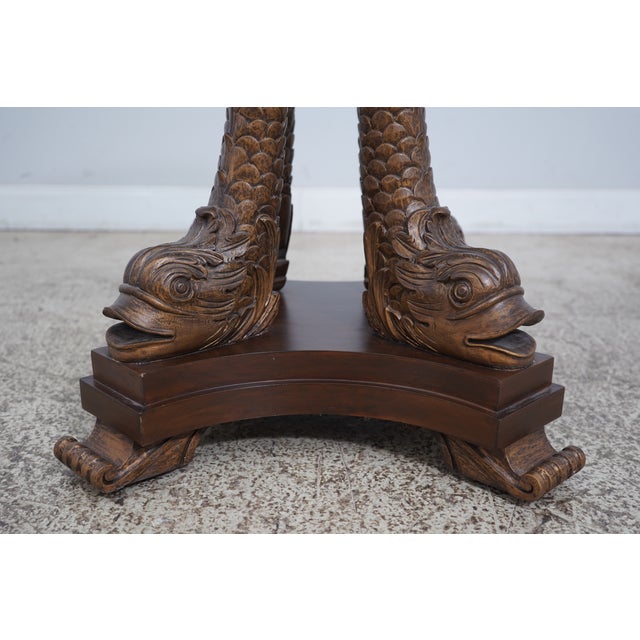 Round Glass Top Carved Dolphin Base Center Table | Chairish