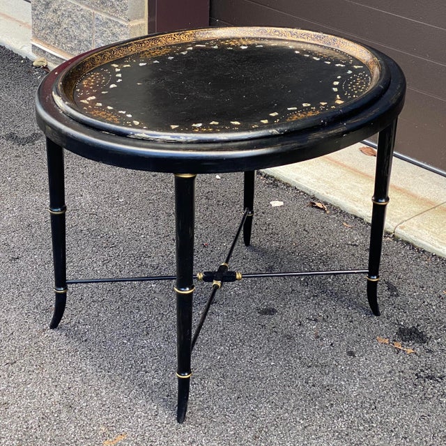 Antique English Paper Mache Tray Table | Chairish