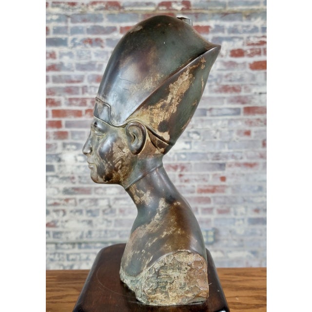 Nefertiti Bust Sculpture - Egyptian Revival Carved Stone | Chairish