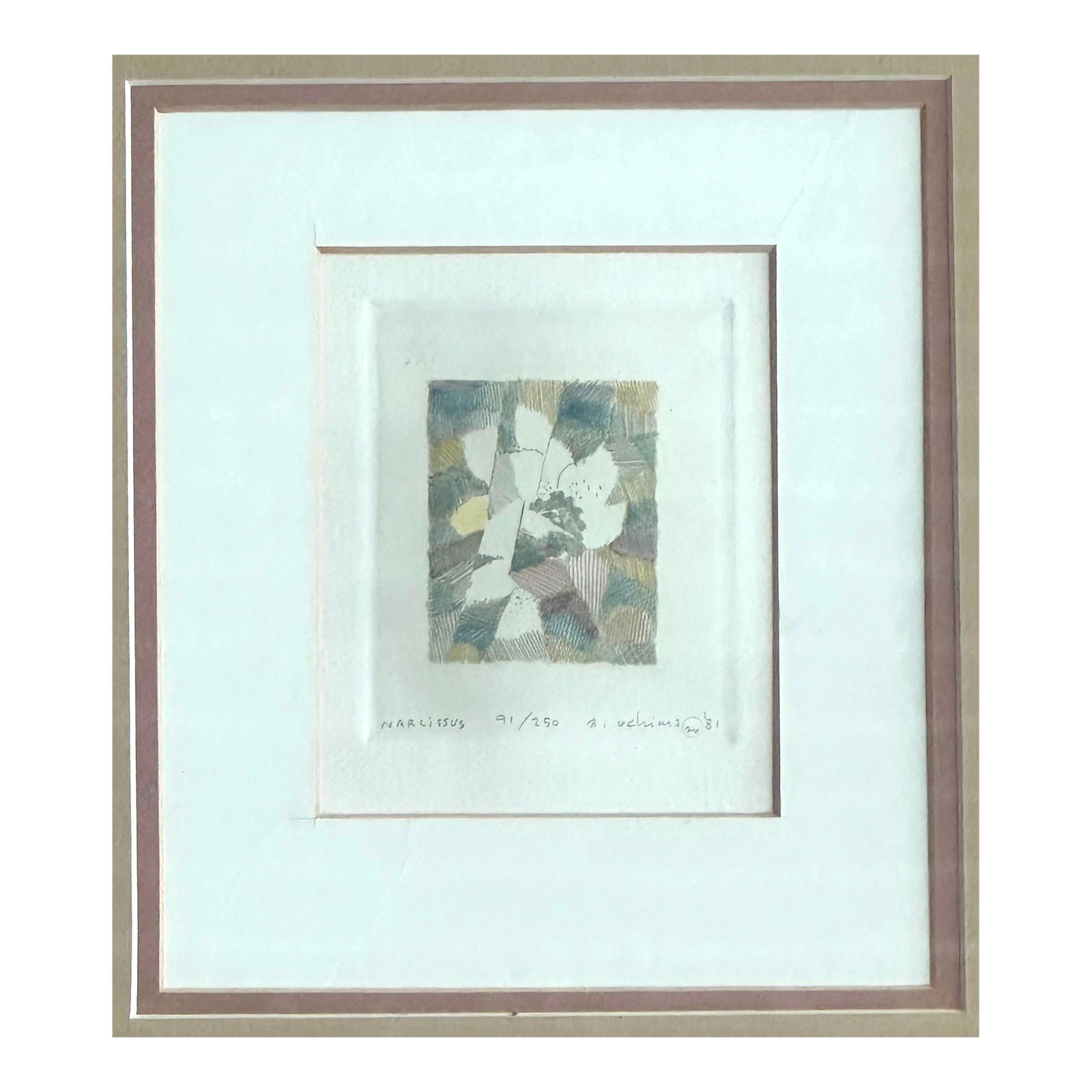 Narcissus by Ansei Uchima Original Hand Tinted Japanese Etching 1981 ...