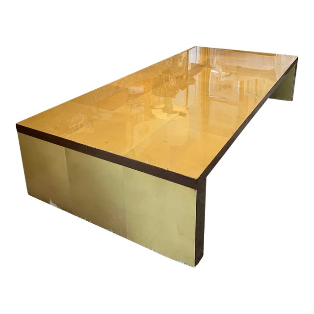 Vintage 1970s Yellow Parchment Coffee Table | Chairish