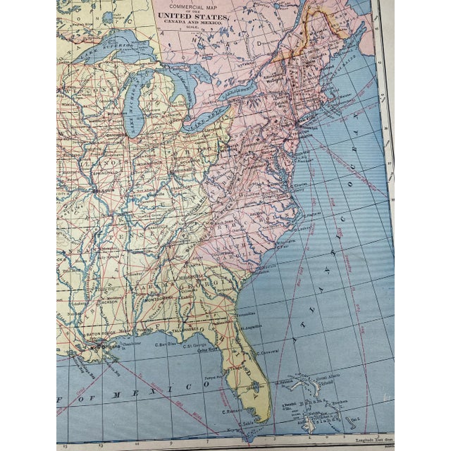 1883 Antique Commercial United States Routes Map | Chairish