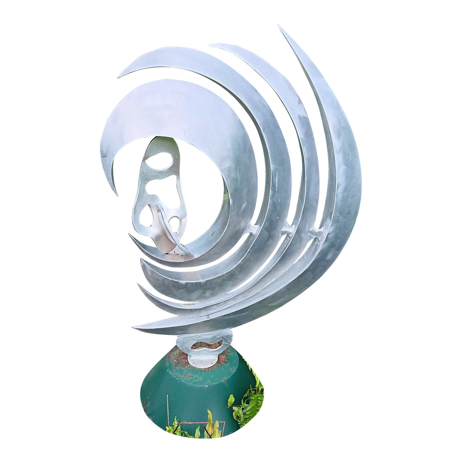 Custom "Half Moon" Aluminum Soldered Sculpture, Signed Kpt 1999 | Chairish