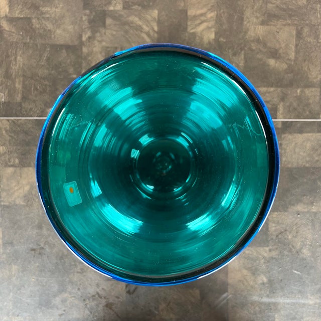 Blenko Teal Blue Glass Vase 12” Tall | Chairish