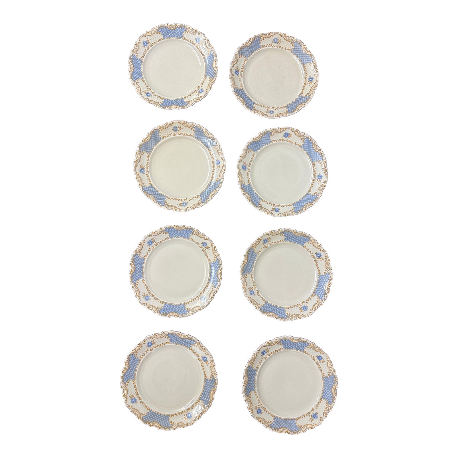 Antique Light Blue and Gold Bavarian Salad Plates by Schumann - Set of ...