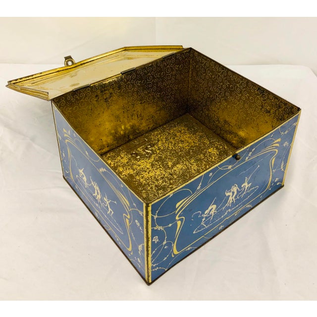 Antique Dancing Nymph Blue Tin Box | Chairish