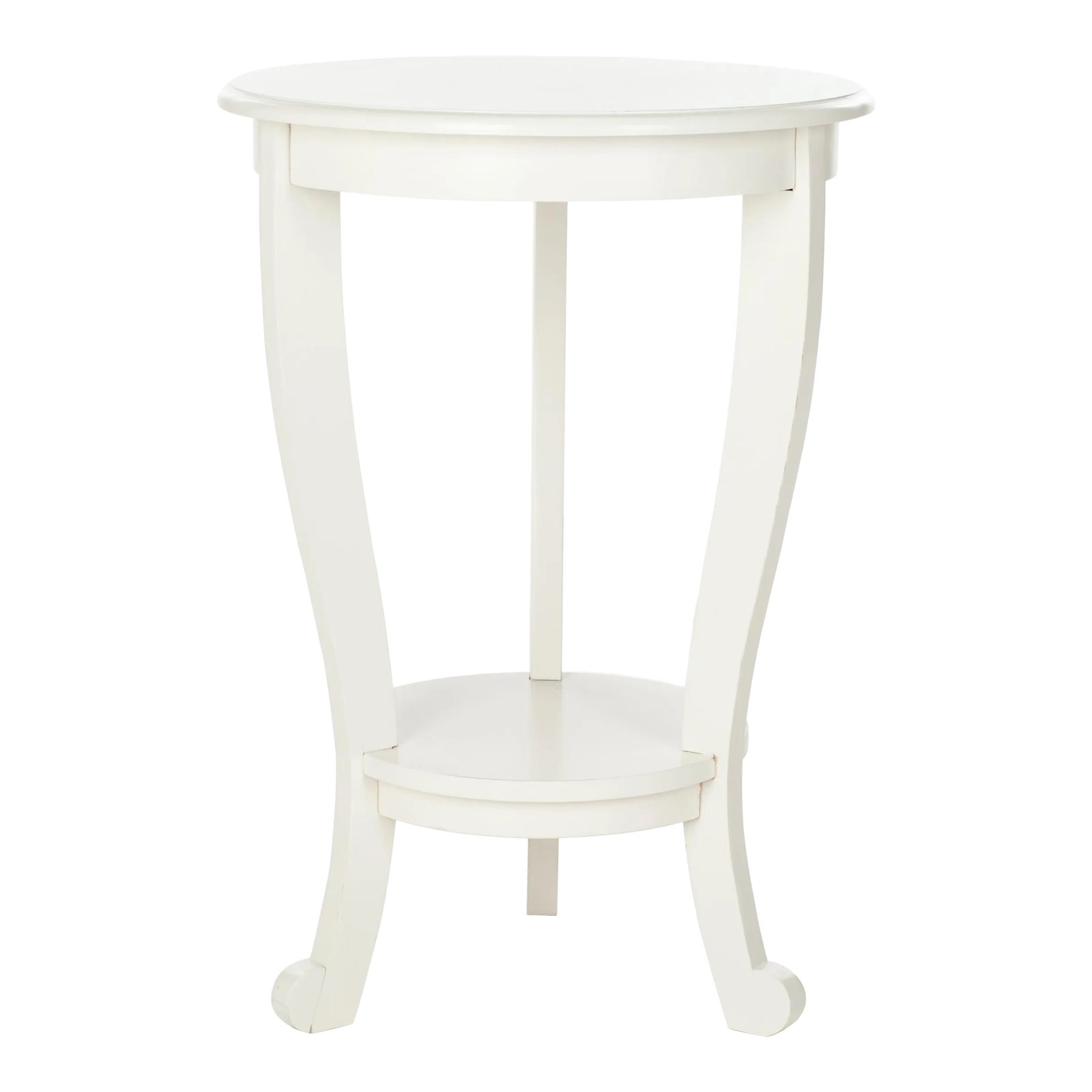 Pedestal Side Table in Distressed Cream | Chairish