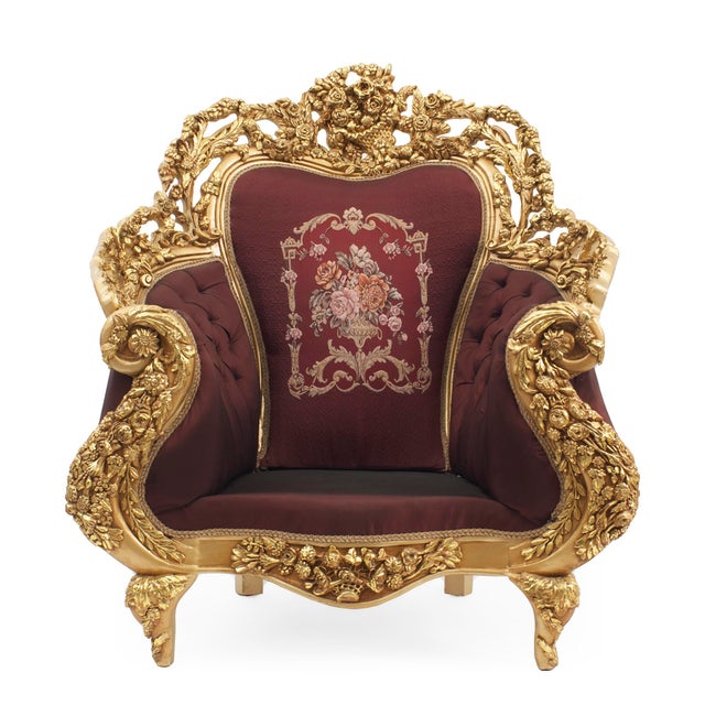 Italian Baroque Gilt Wood Armchairs - a Pair | Chairish