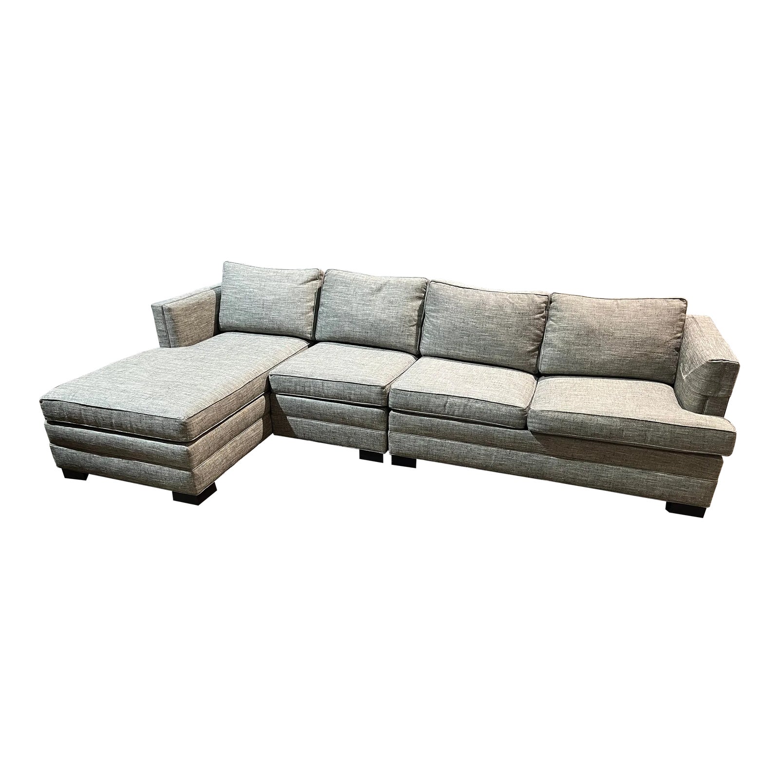 Ethan Allen Grey Tweed Sectional | Chairish