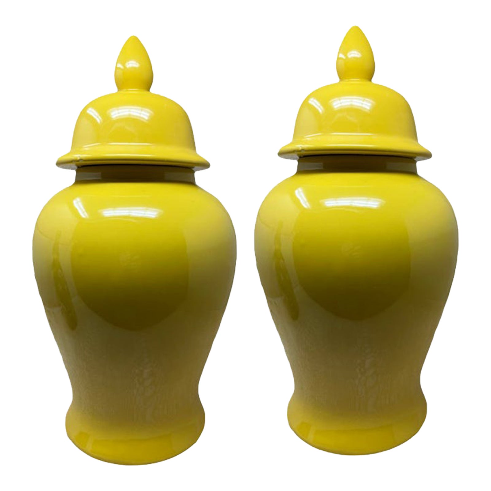 Oversized Imperial Yellow Ceramic Glazed Matching Ginger Jars - a Pair ...