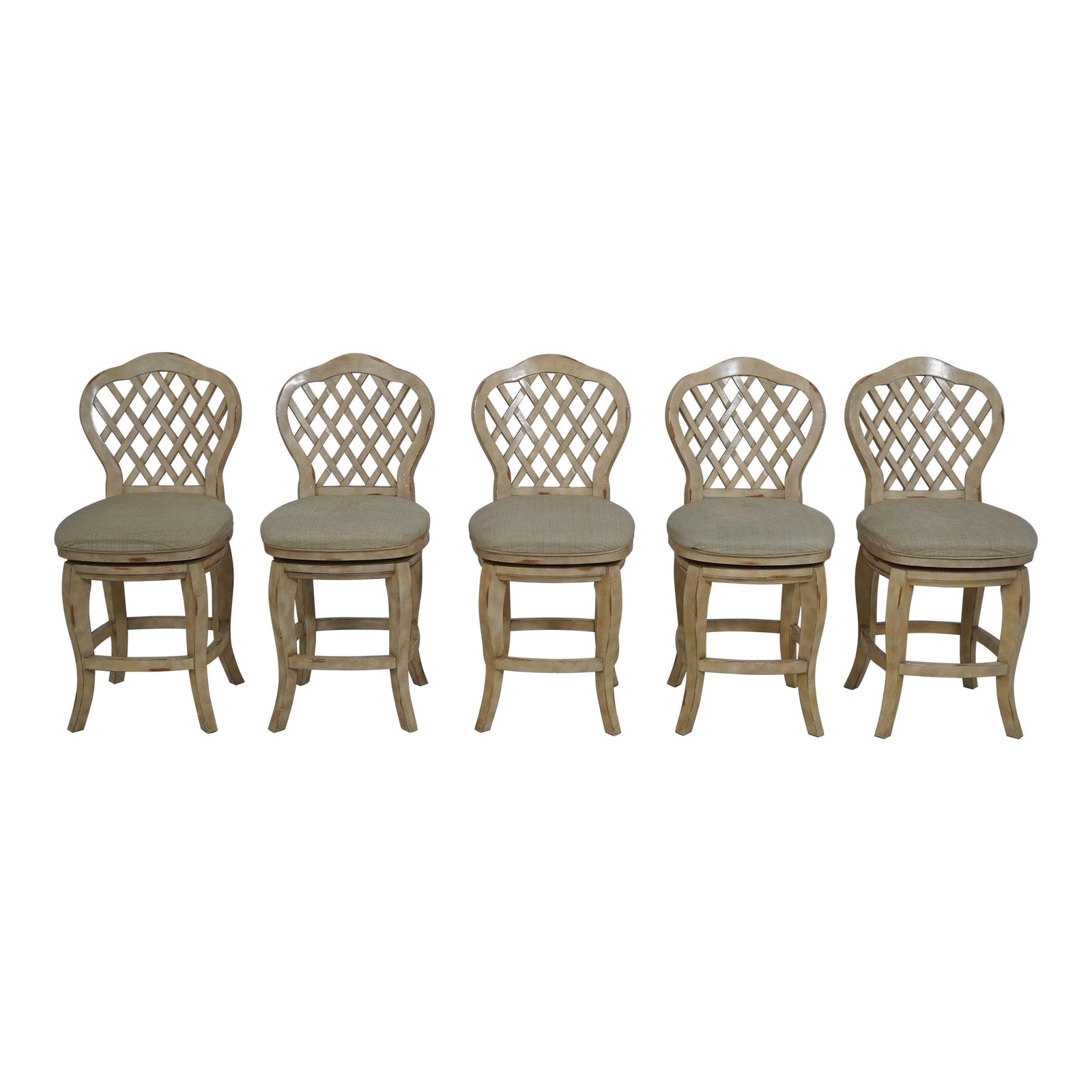 Set of 5 Revolving Seat Painted Finish Bar Counter Chairs | Chairish