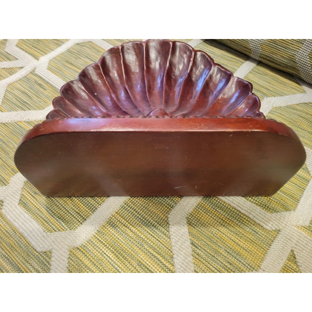 Vintage Large Carved Wood Mahogany Coastal Clam Shell Wall Sconce Shelf ...