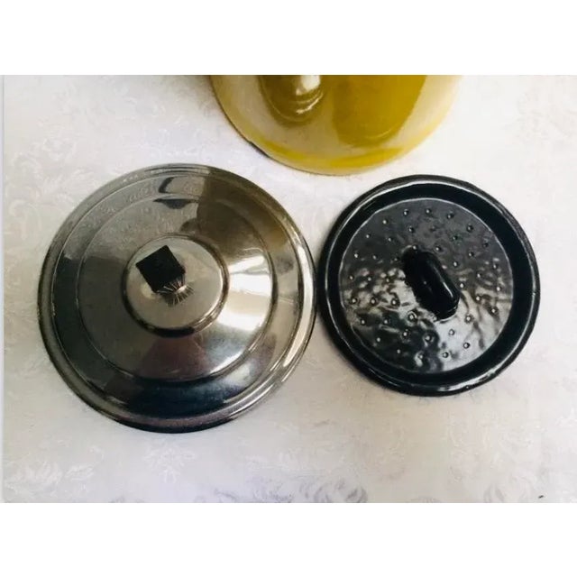 Antique French Art Deco Bright Yellow Graniteware Coffee Pot Bakelite ...