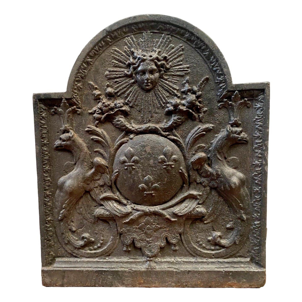 Antique Cast Iron Fireplace Backplate, 1800s | Chairish