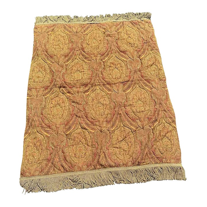 1980's Italian Handmade Tablecloth With Gold Trim | Chairish