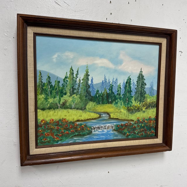 Vintage Artist Gillet Signed Landscape Acrylic on Canvas | Chairish