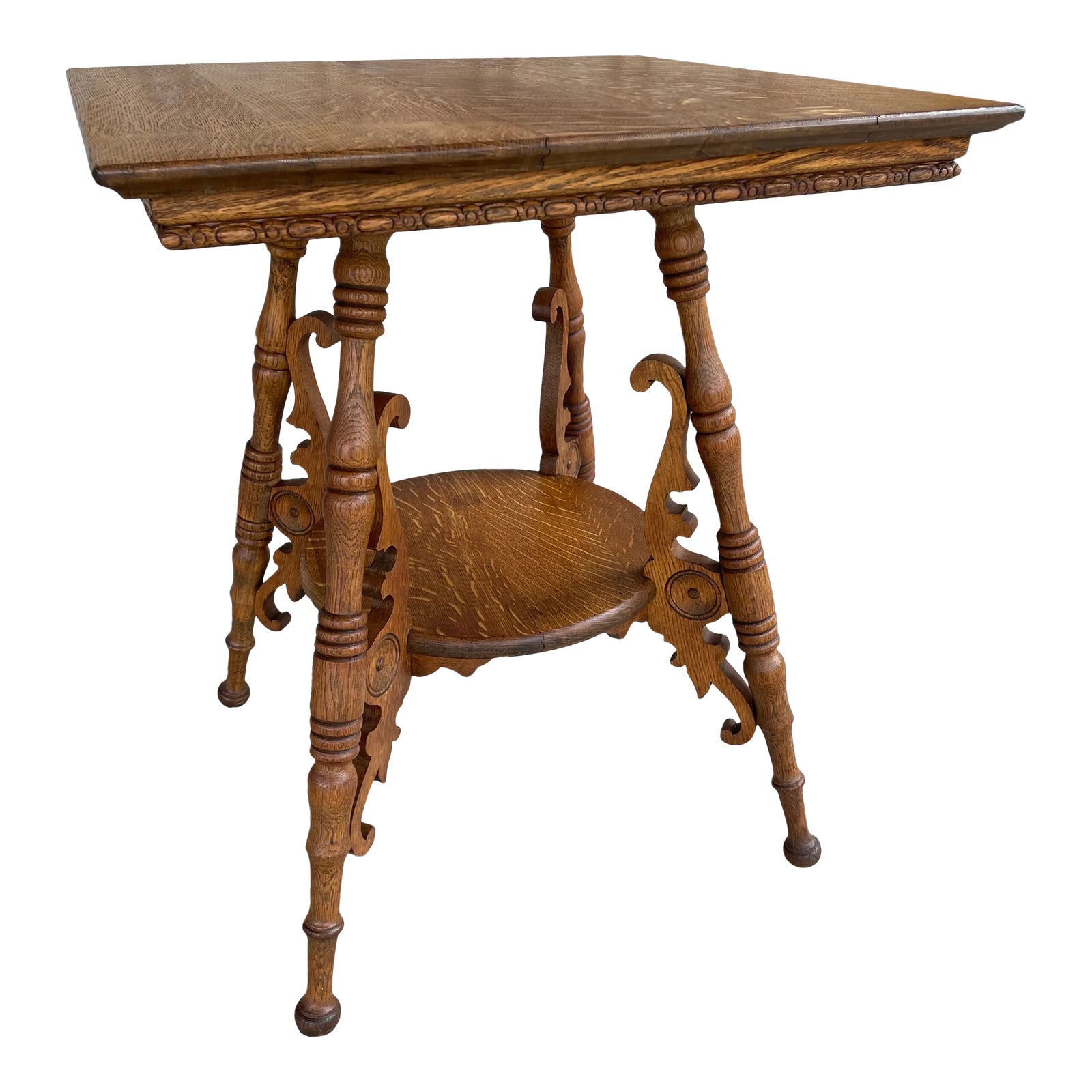 1960s Detailed Oak Side Table | Chairish