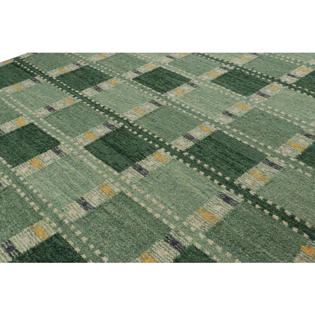 Rug & Kilim’s Scandinavian Style Rug in Green Tones, With Geometric ...