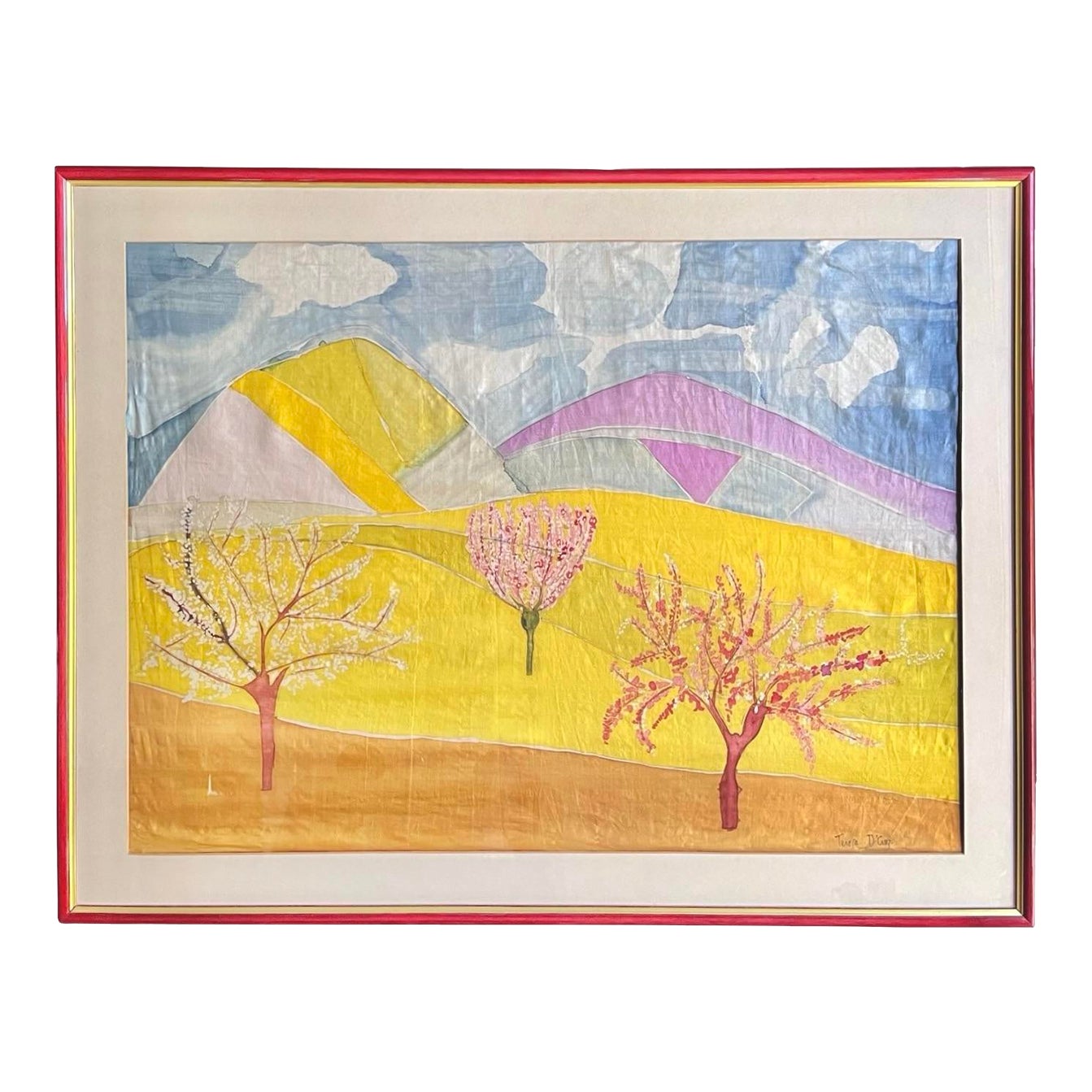 Mid 20th Century French Painting on Silk in the Style of Sally Avery ...