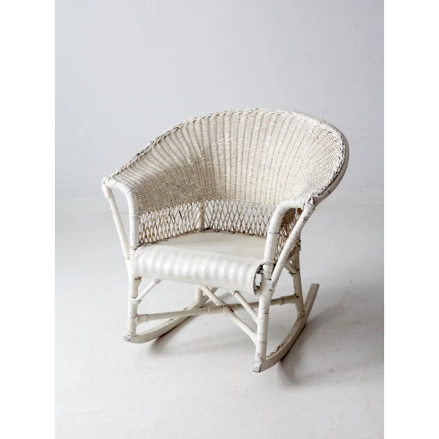 Antique White Wicker Rocking Chair | Chairish