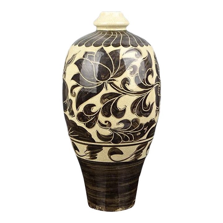 Vintage Chinese Porcelain Song Cizhou Kiln Porcelain Meiping Hand ...