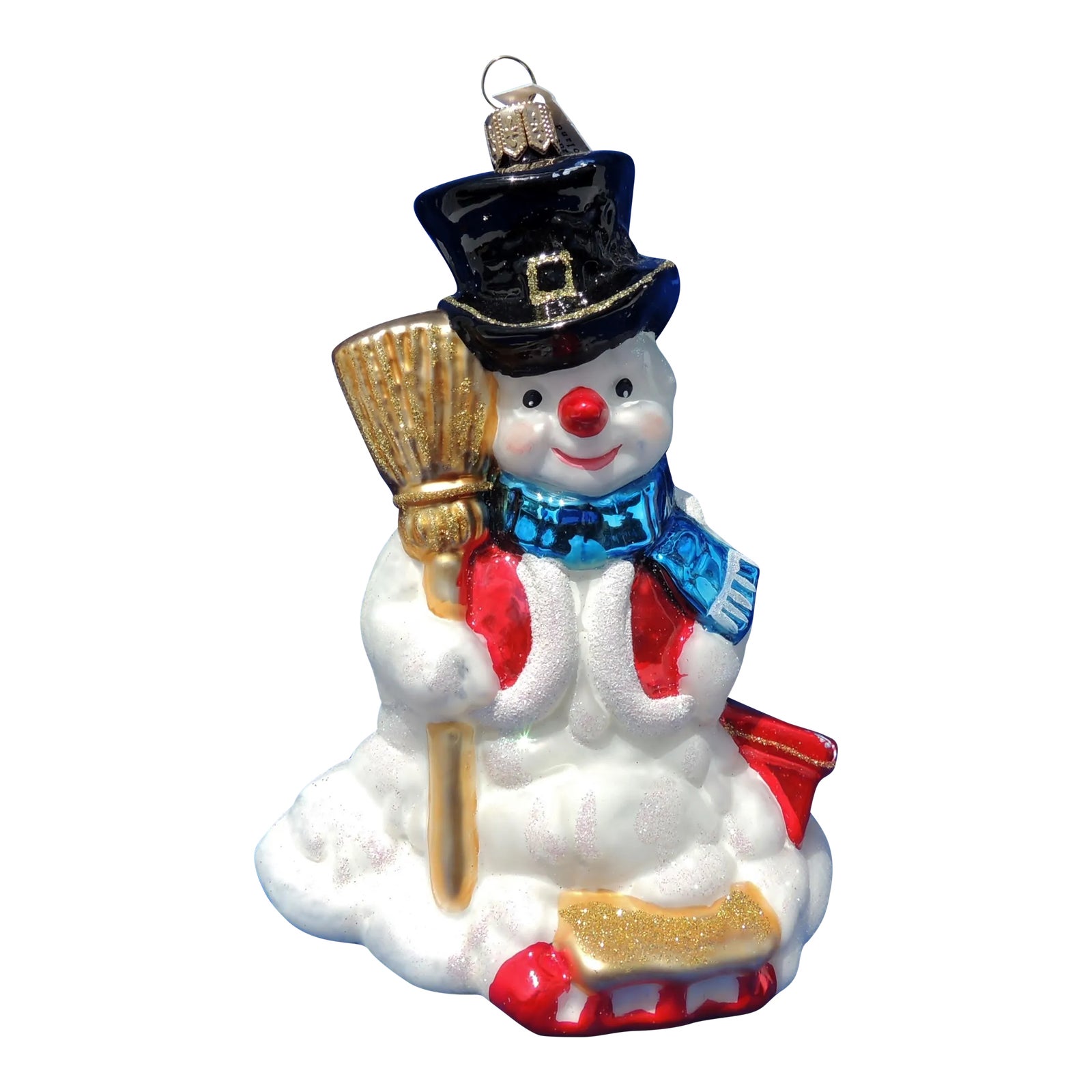 Large Vintage 6" Poland Figural Snowman Glass Iridescent Mica Christmas ...