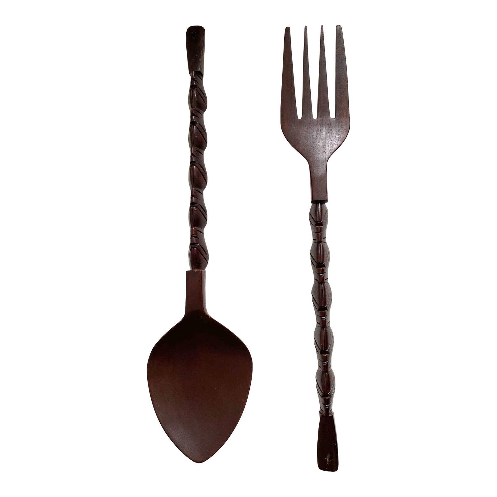 Vintage Wall Decor Large Wooden Fork Spoon Set- a Pair | Chairish