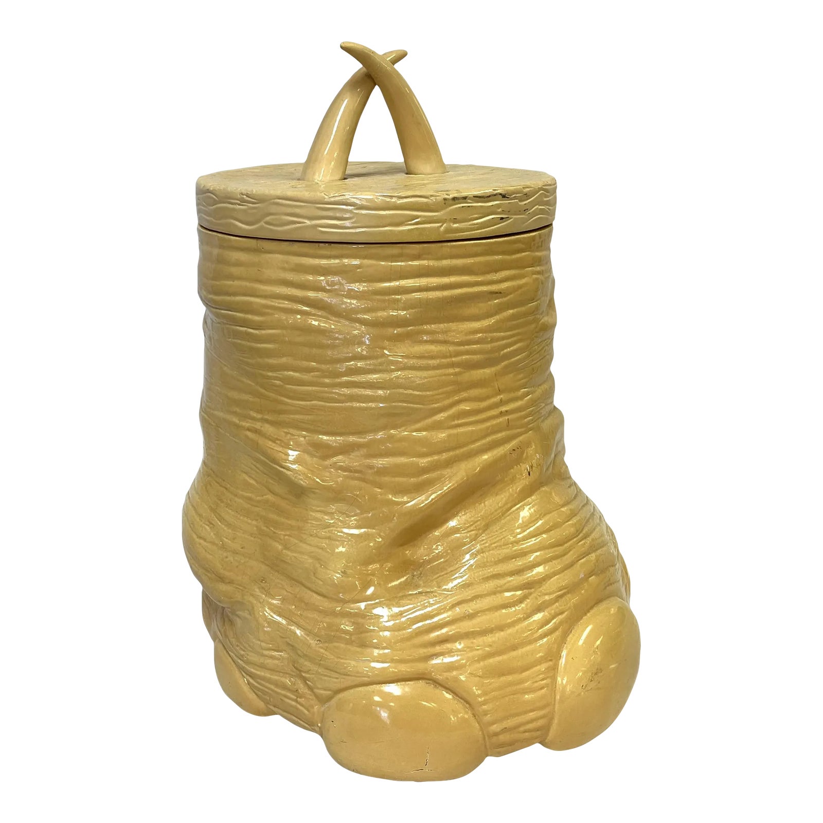 1970's Saks Fifth Avenue Elephant Foot Container Made in France | Chairish