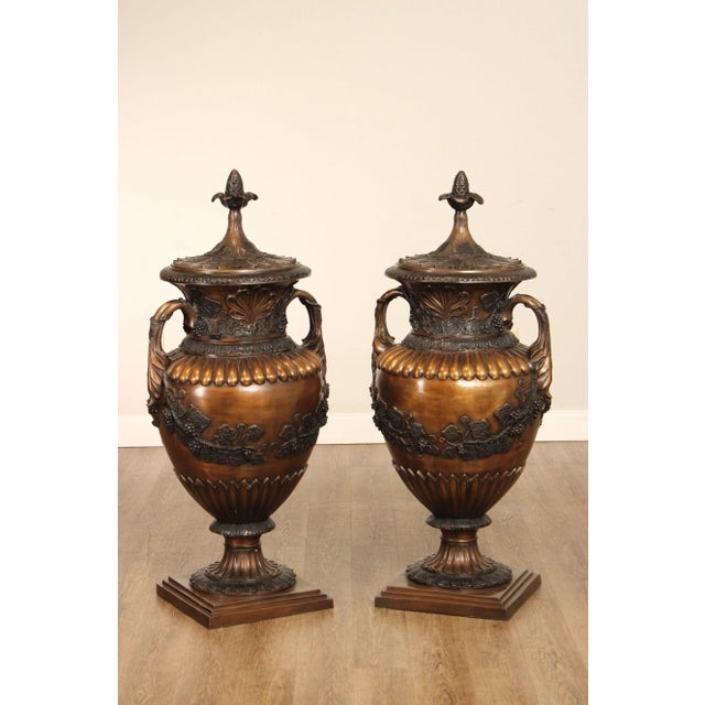 Roman Classical Style Palatial Bronze Urns - A Pair | Chairish