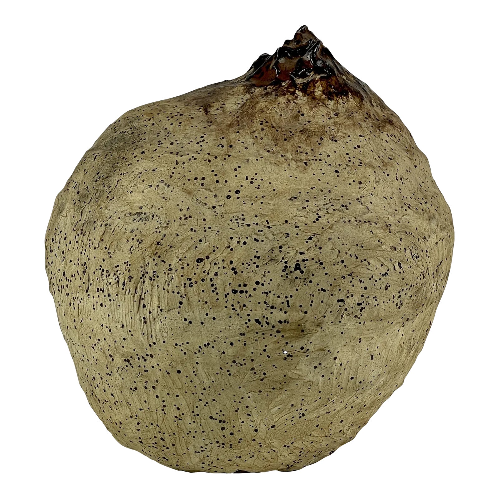 Beehive Like Organic Shaped Signed Pottery Vase, 1980 | Chairish