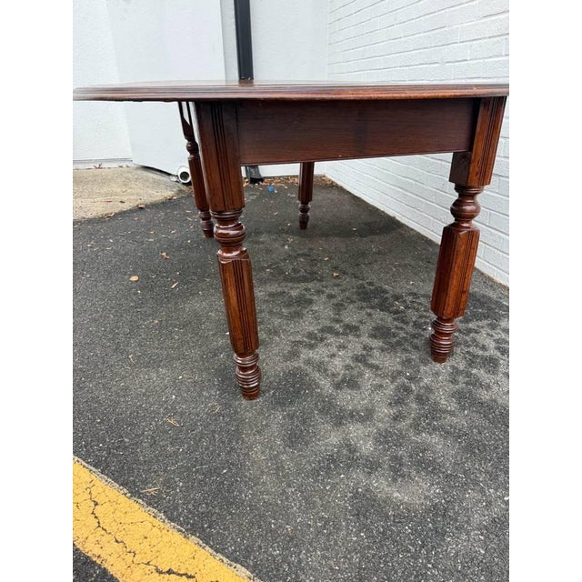 Antique Victorian Style Walnut Dining Table With 1 Leaf. | Chairish
