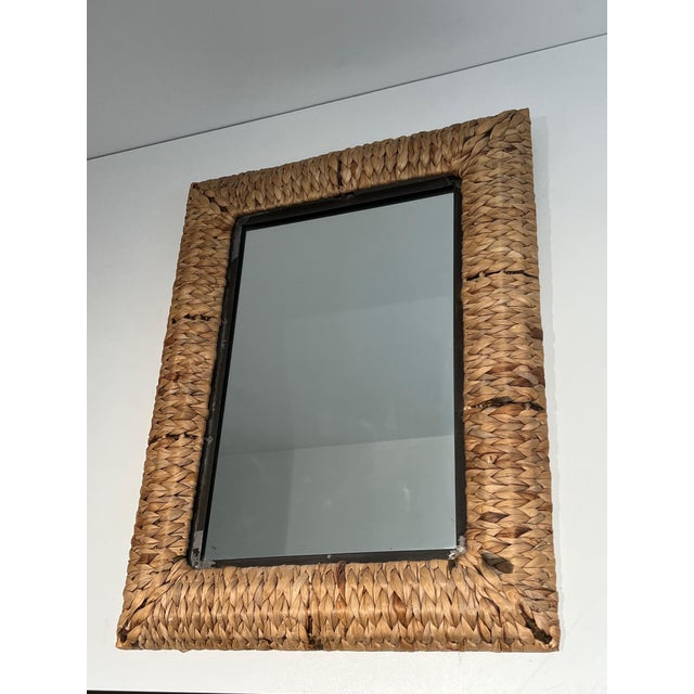 1970s Large Rectangular Rope Mirror | Chairish