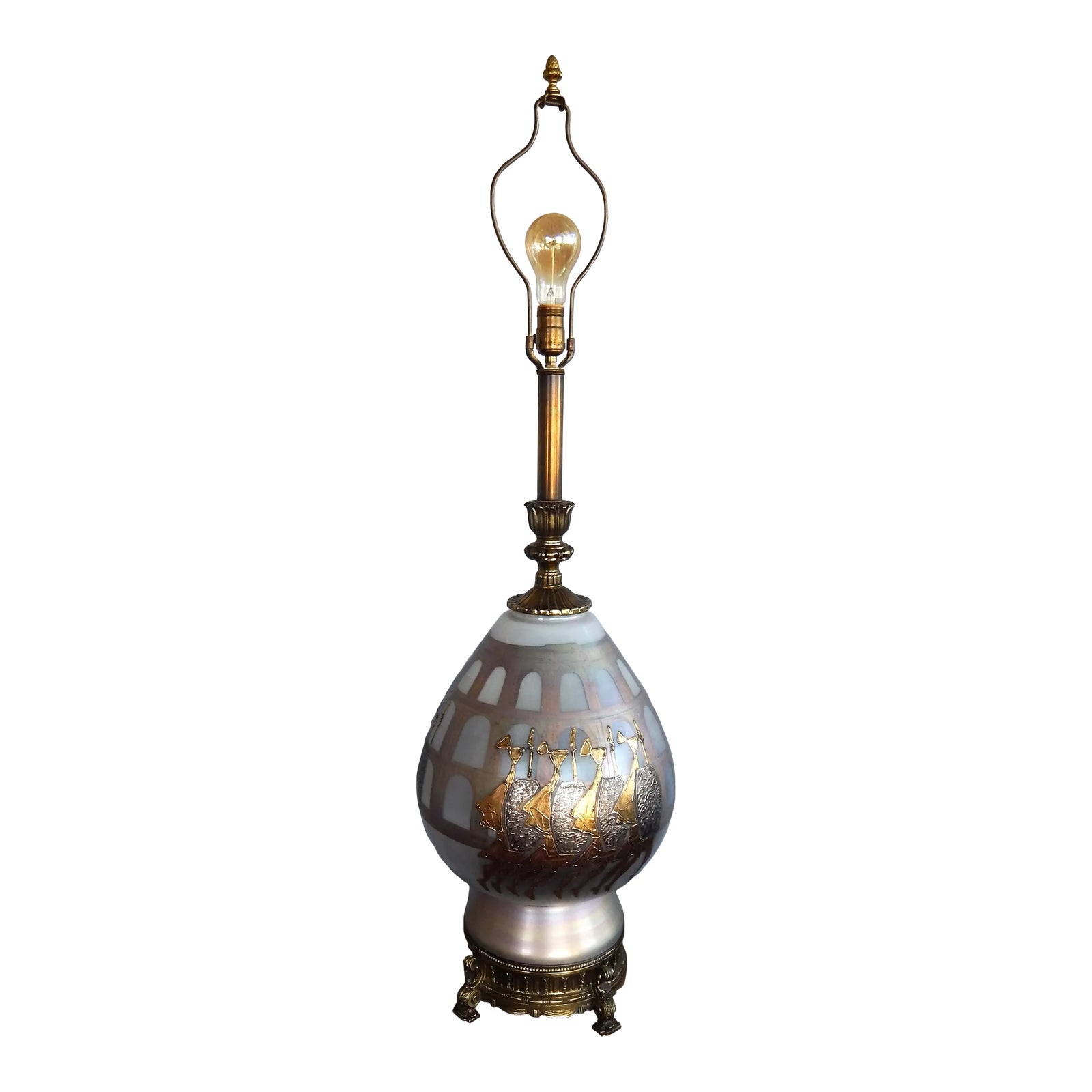 Monumental 36" Mid-Century Modern Fornasetti Style Roman Theme Table ...