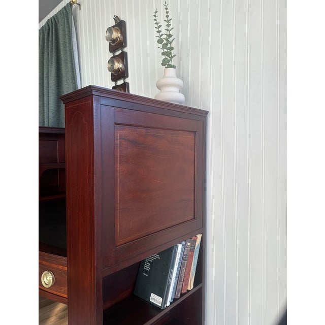 Edwardian Mahogany and Satin Wood Inlays Writing Desk With Black ...