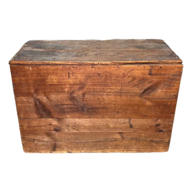 Antique Pine Box With Hinged Lid - Side Table, Toy Box, Storage Box ...