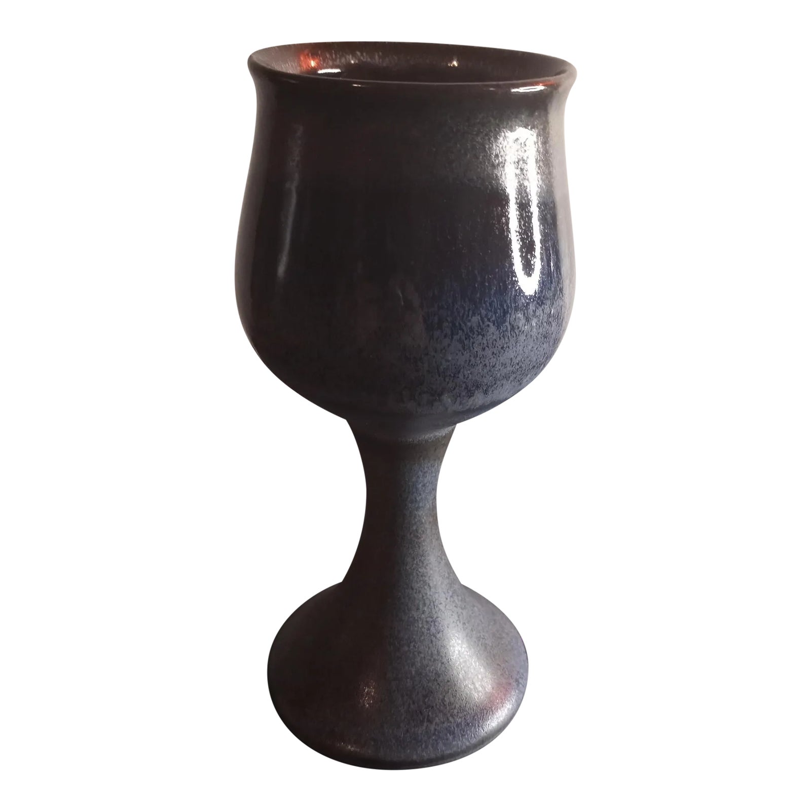 1970s Iden Pottery England Drip Glaze Goblet | Chairish