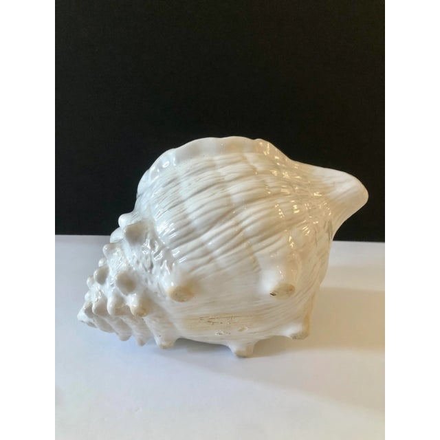 Vintage Coastal Ceramic Conch Shell Cache Pot | Chairish