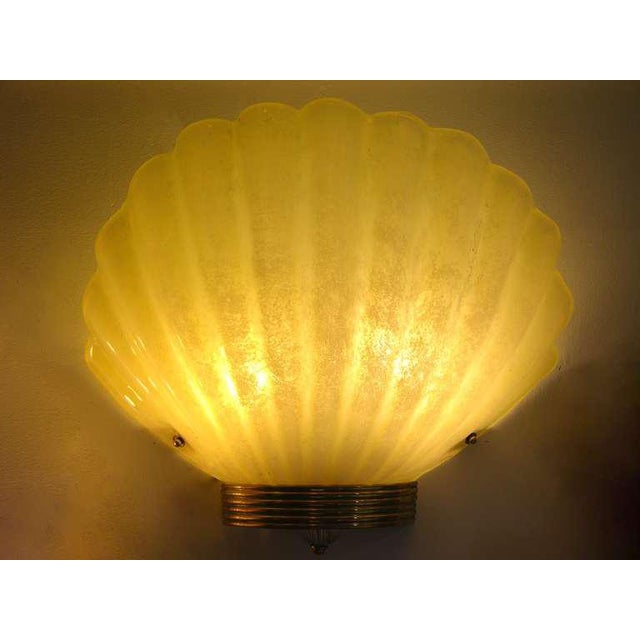 1970s Italian Art Deco Style Set of 4 Shell Sconces in Gold & White ...