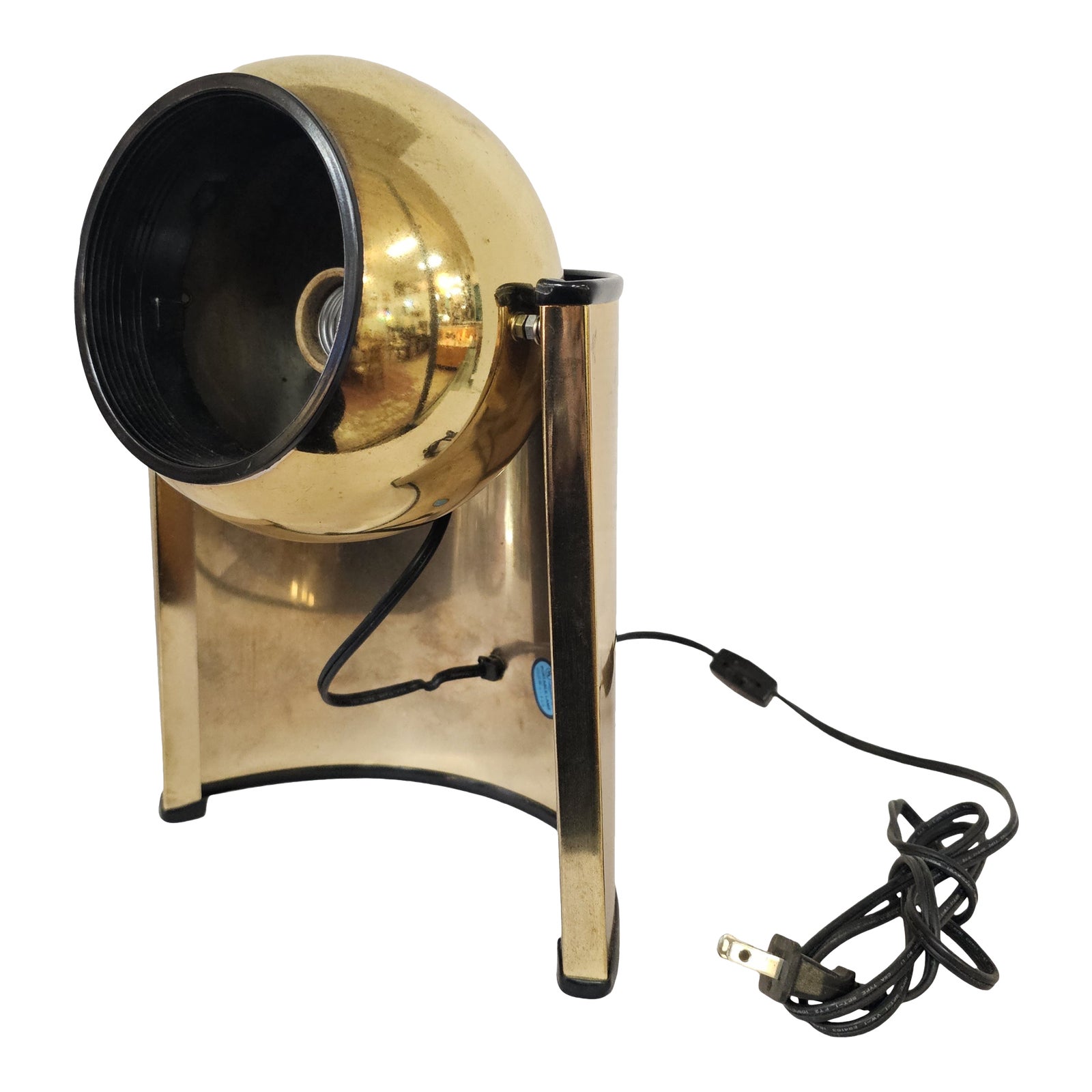 80’s Brass Finish Metal Eyeball Swivel Desk Lamp | Chairish