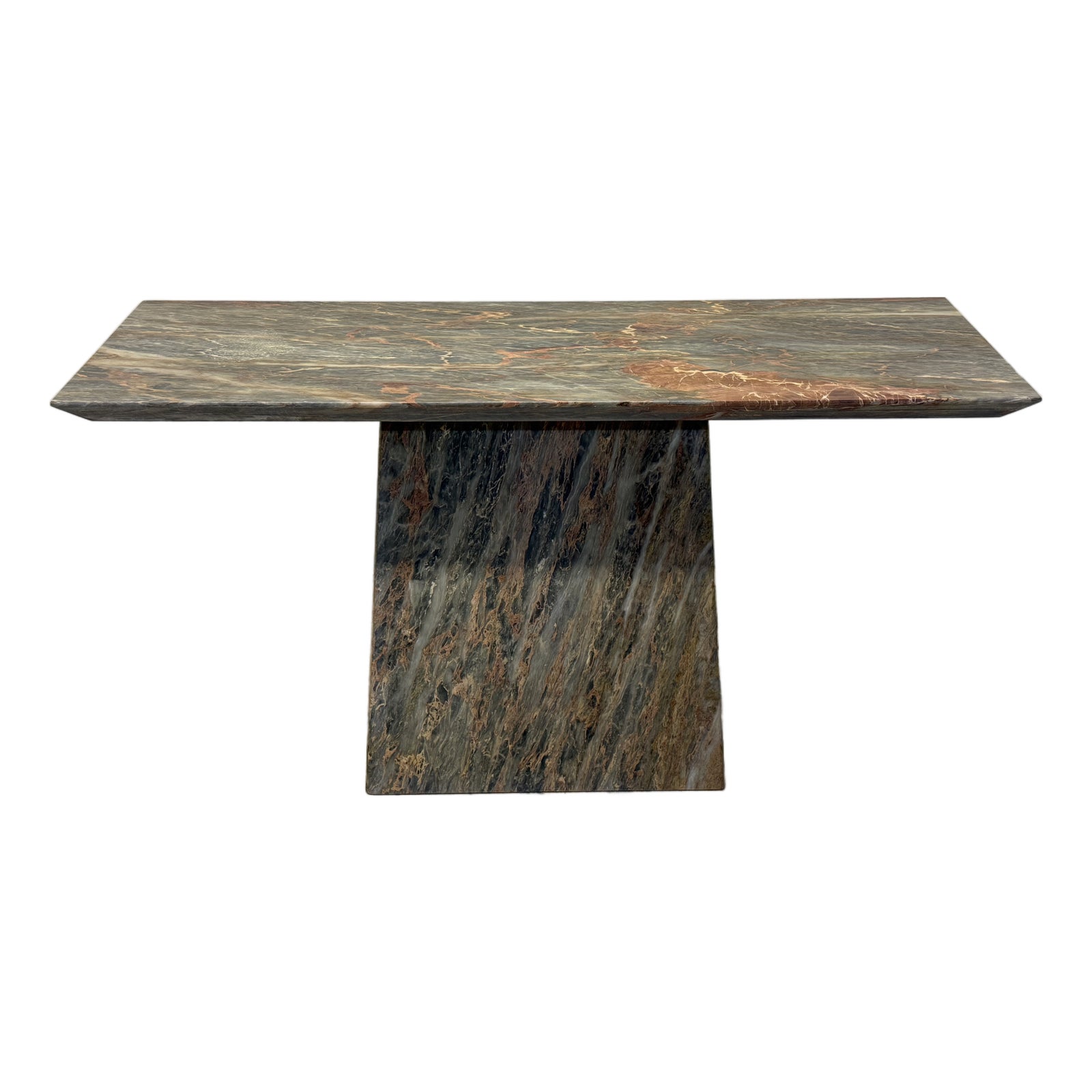 Variegated Green Natural Stone Marble Console Table, Italy 1980s | Chairish