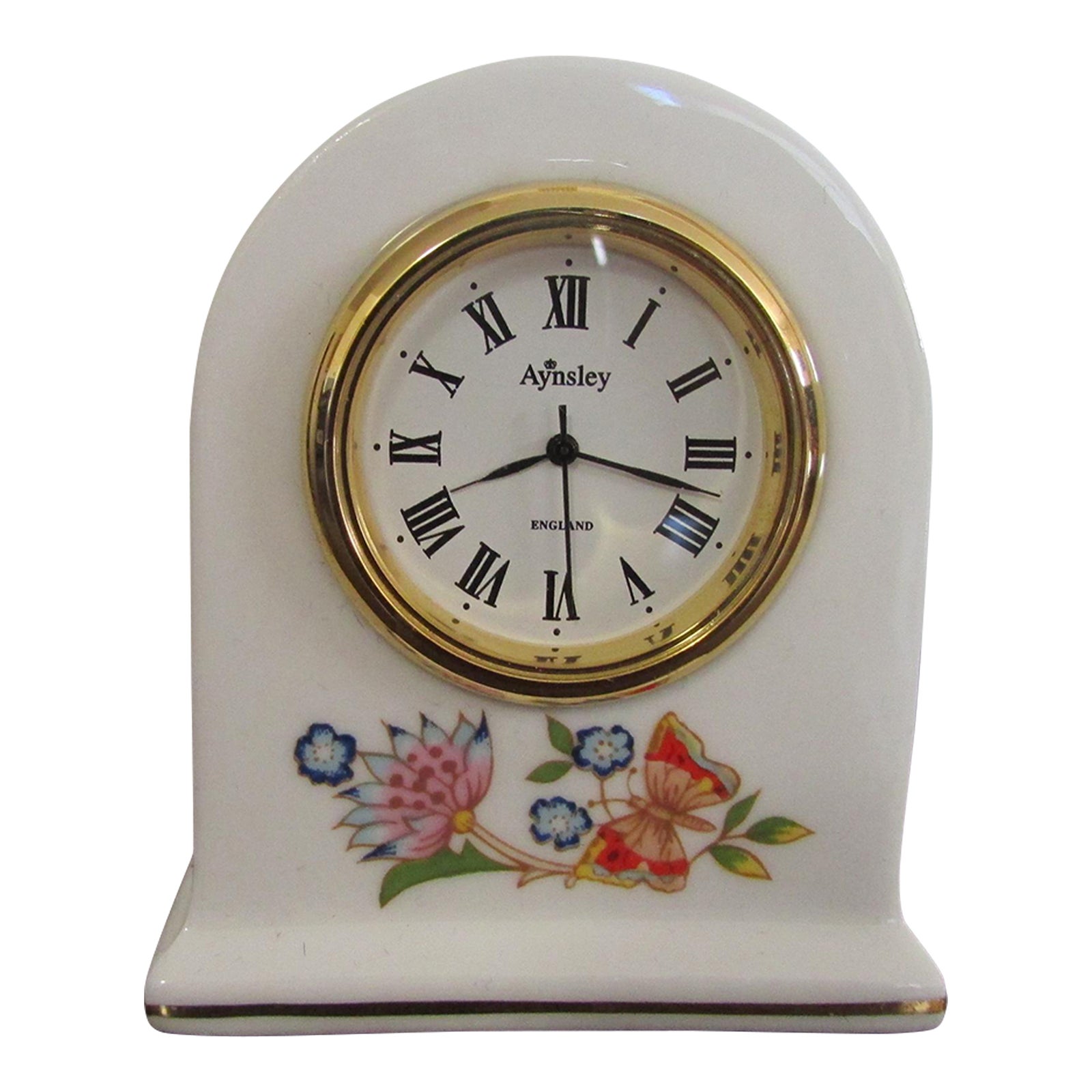 Vintage 1980s Aynsley Cottage Garden Miniature Clock | Chairish