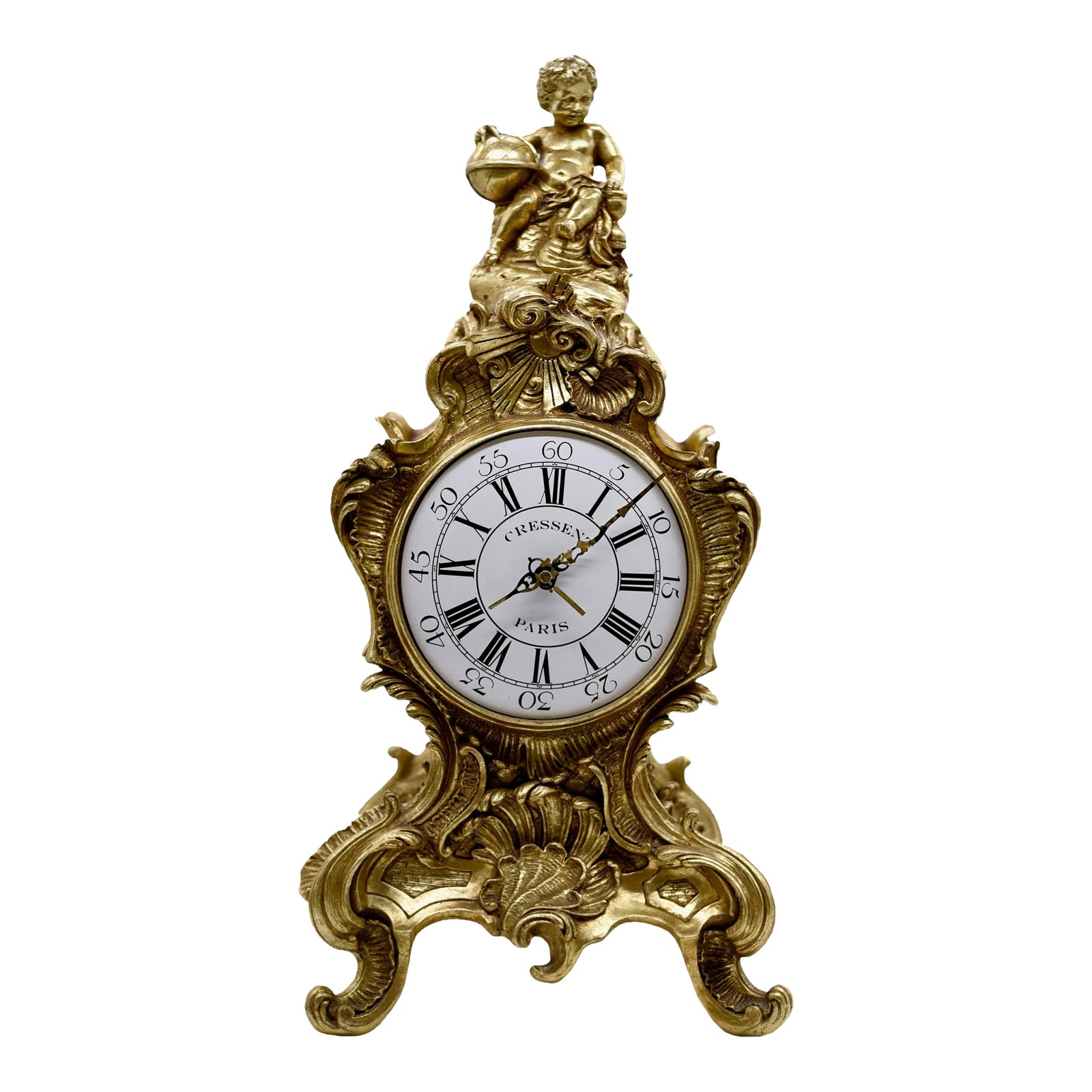 Vintage Louis XIV French Cherub Globe Rococo Mantel Clock - a ...