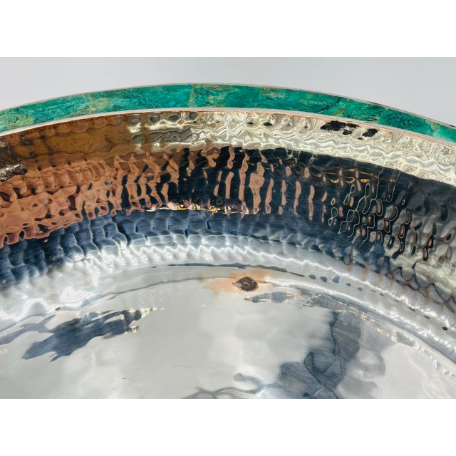 1980s Emilia Castillo Silver-Plated Serving Bowl With Malachite Inlay ...