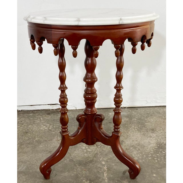 Antique Beveled Marble Top Mahogany Entry or Side Table | Chairish